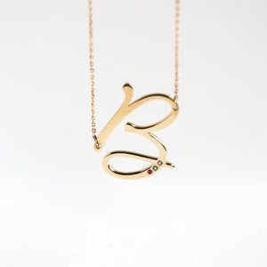 Script Initial Necklace, Oversized Initial Necklace, Large Intial ...