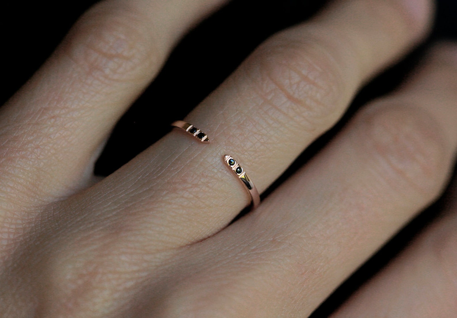 Diamond Knuckle Ring Rose Gold Diamond Ring Rose Gold Black - Etsy