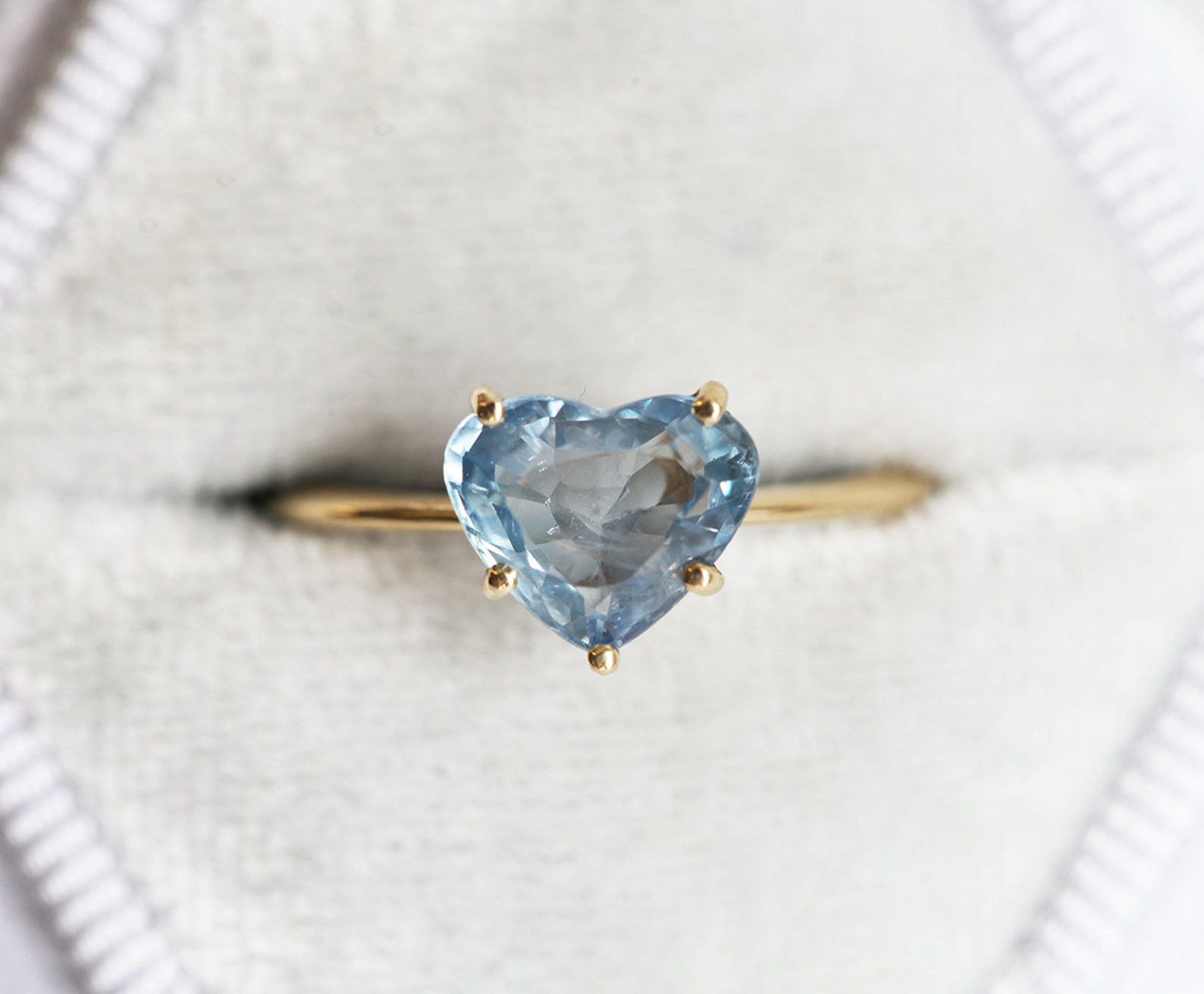 Heart Sapphire Ring Heart Engagement Ring Solitaire Heart | Etsy