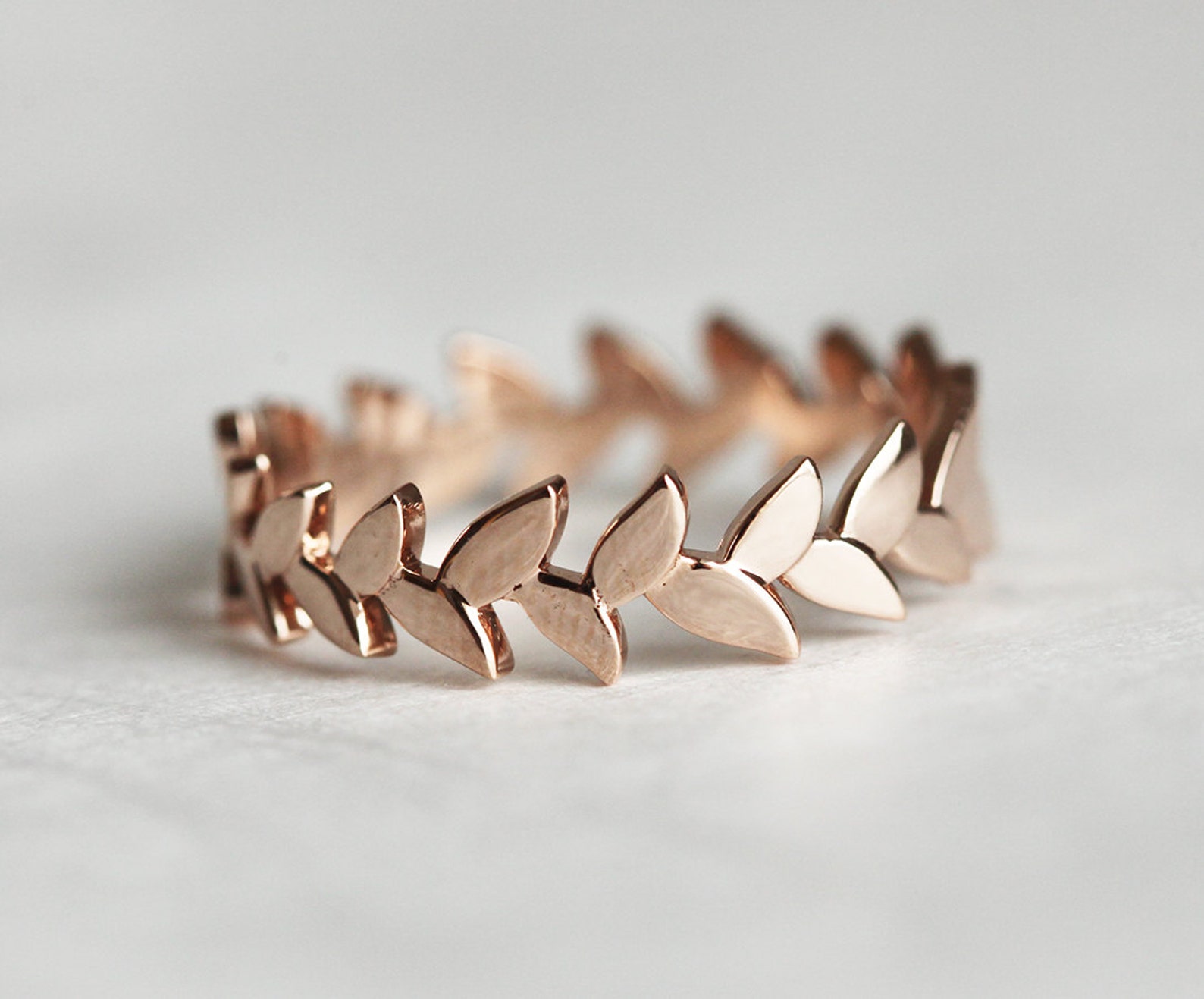 Rose Gold Wedding Band Rose Gold Vine Ring 14k Gold Leaf - Etsy