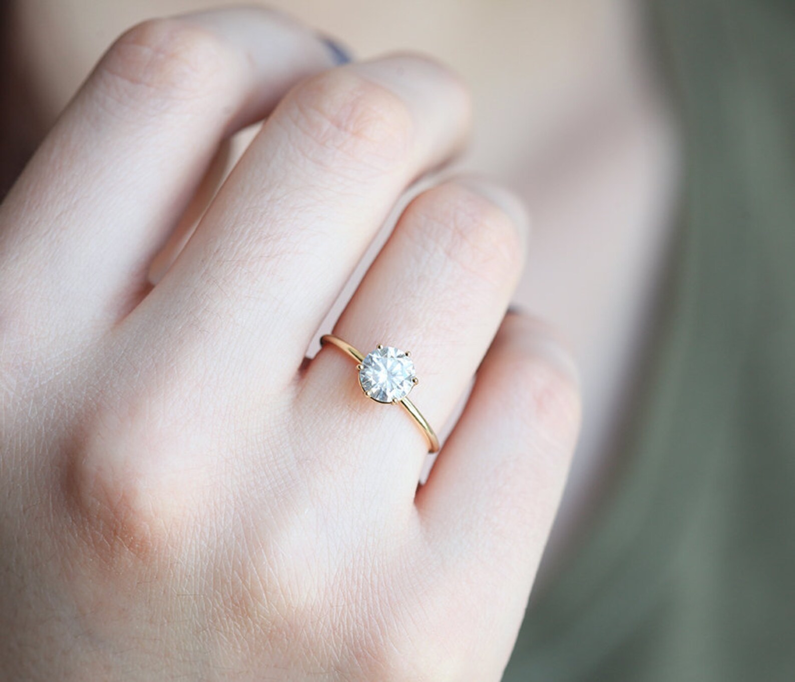 Half Carat Diamond Engagement Ring Solid Gold Diamond Ring | Etsy