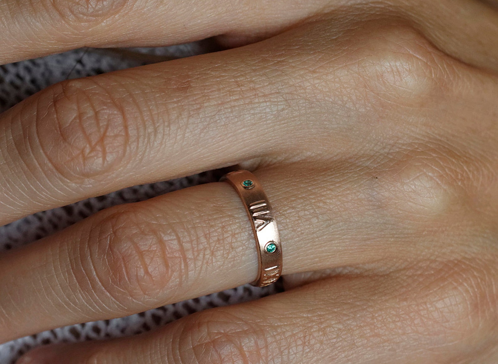 Rose Gold Wedding Ring Roman Numerals Ring Personalized - Etsy