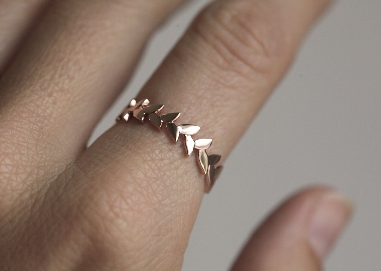 Rose Gold Wedding Band Rose Gold Vine Ring 14k Gold Leaf - Etsy