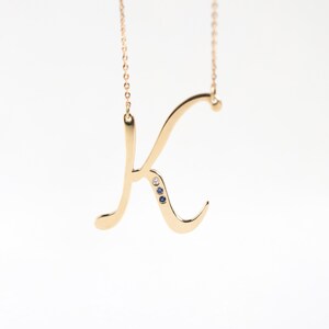 Script Initial Necklace, Oversized Initial Necklace, Large Intial ...