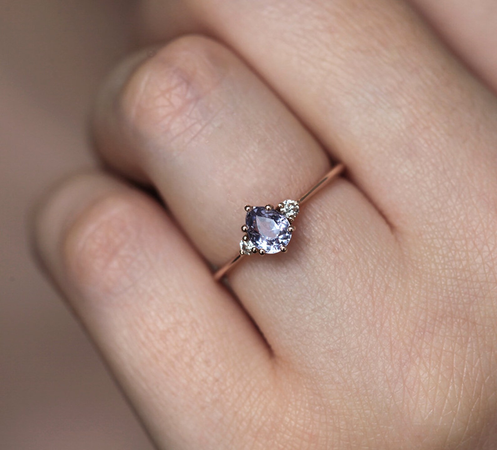 Lavender Sapphire Ring Purple Engagement Ring Violet Pear - Etsy