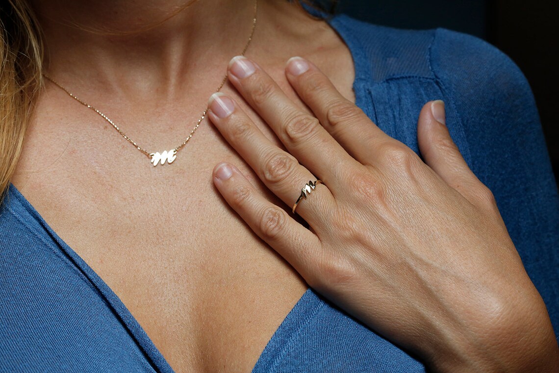 Simple Initial Ring With a 1.1mm Diamond in 14k or 18k Solid - Etsy India