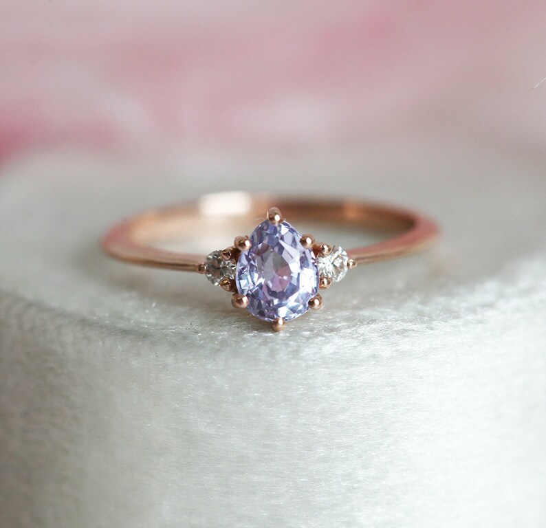 Lavender Sapphire Ring Purple Engagement Ring Violet Pear - Etsy