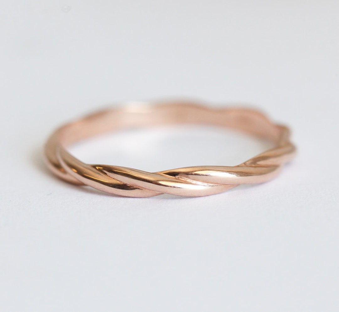 Simple Twisted Rope Wedding Ring Rose Gold, Whisted Wedding Band Yellow ...