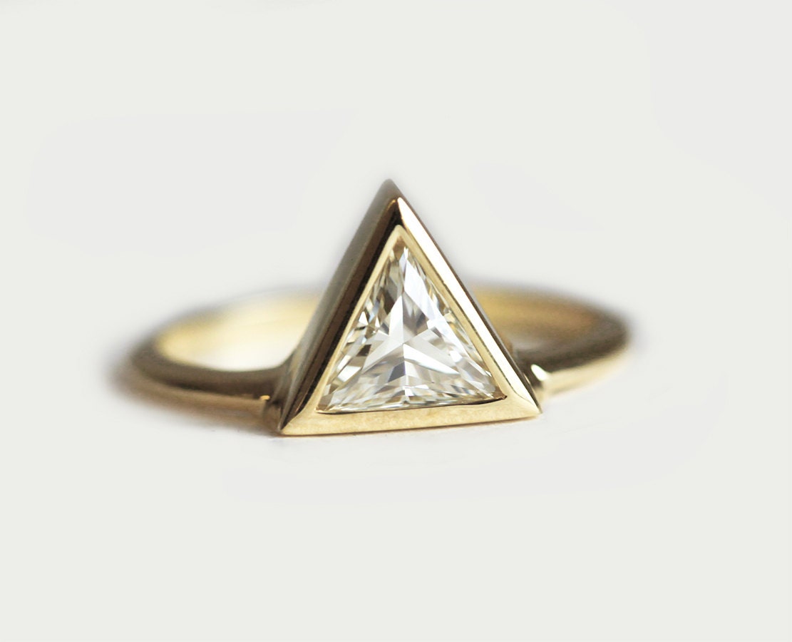 0.75ct Triangle Diamond Engagement Ring Triangle Diamond | Etsy