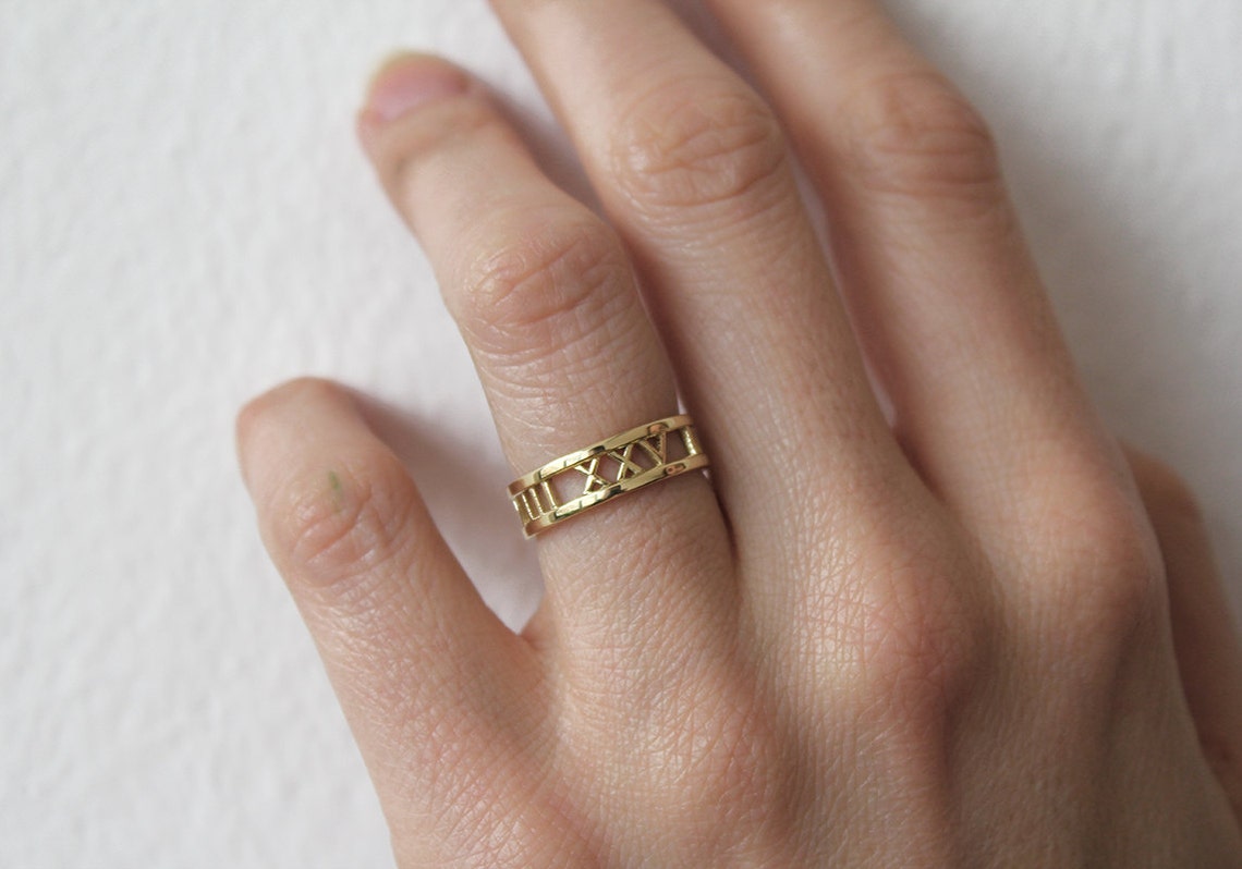 Roman Numerals Ring Custom Double Band Personalized Ring - Etsy