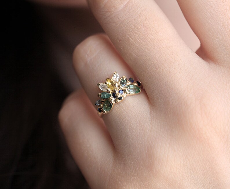 Yellow Gold Engagement Ring Unique Engagement Ring One of A - Etsy