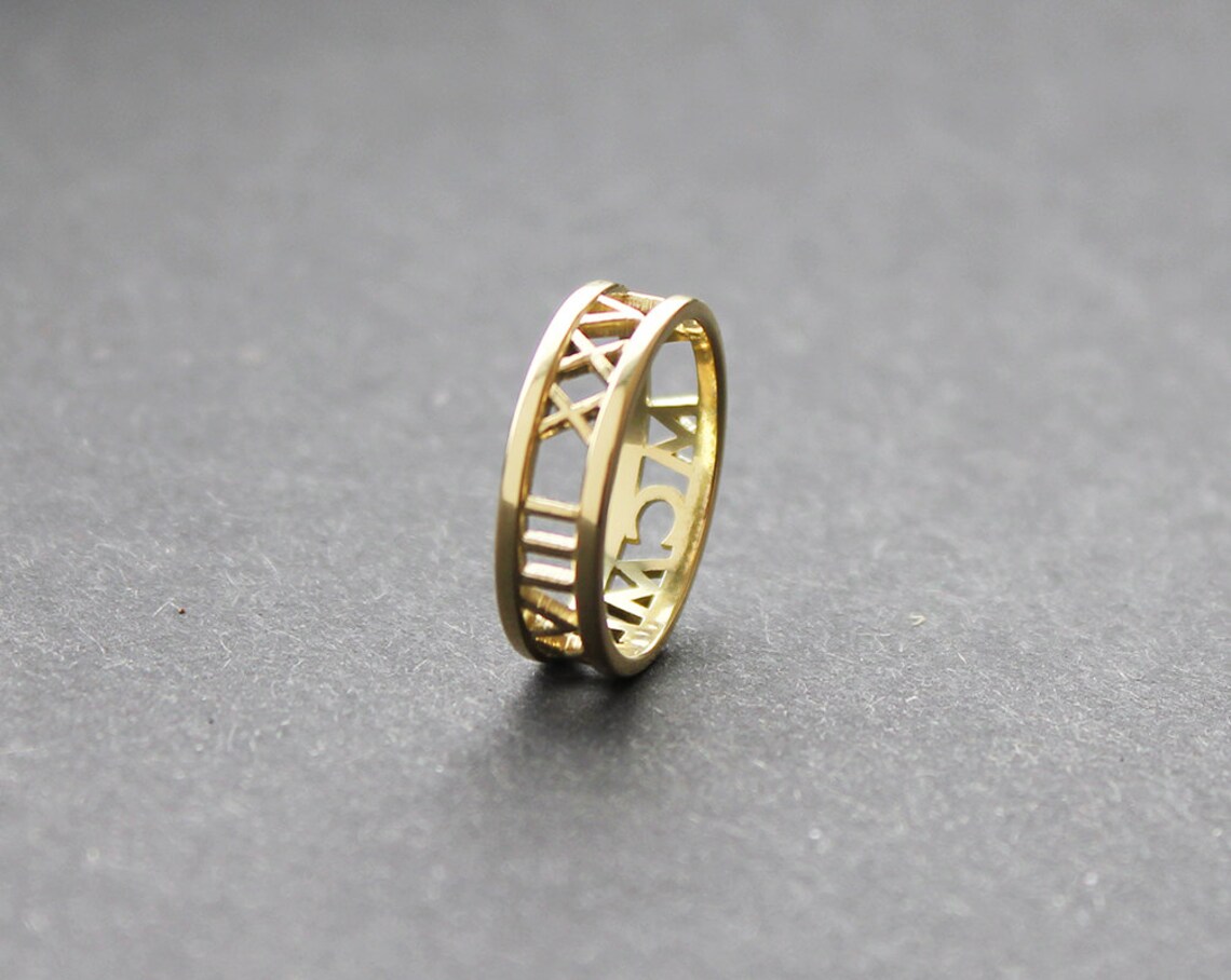 Roman Numerals Ring Custom Double Band Personalized Ring - Etsy
