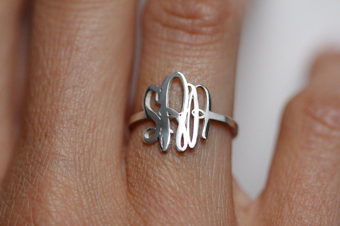 14k White Gold Ring 18k Gold Personalized Monogram Ring - Etsy