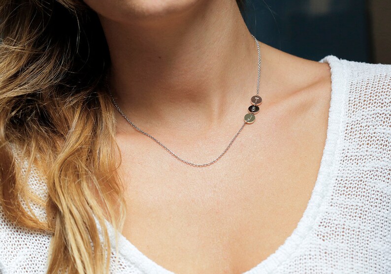 Rose Gold Initial Necklace Diamond Necklaces White Engraved | Etsy