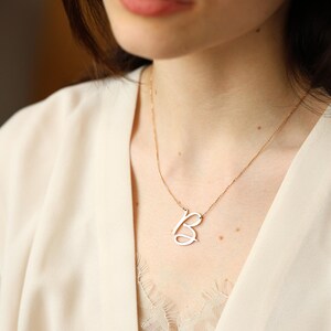 Script Initial Necklace, Oversized Initial Necklace, Large Intial ...