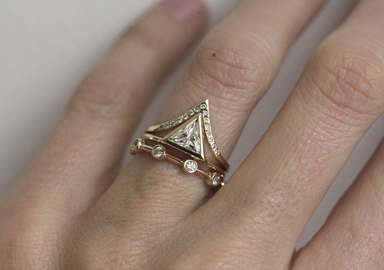 0.75ct Triangle Diamond Engagement Ring Triangle Diamond | Etsy