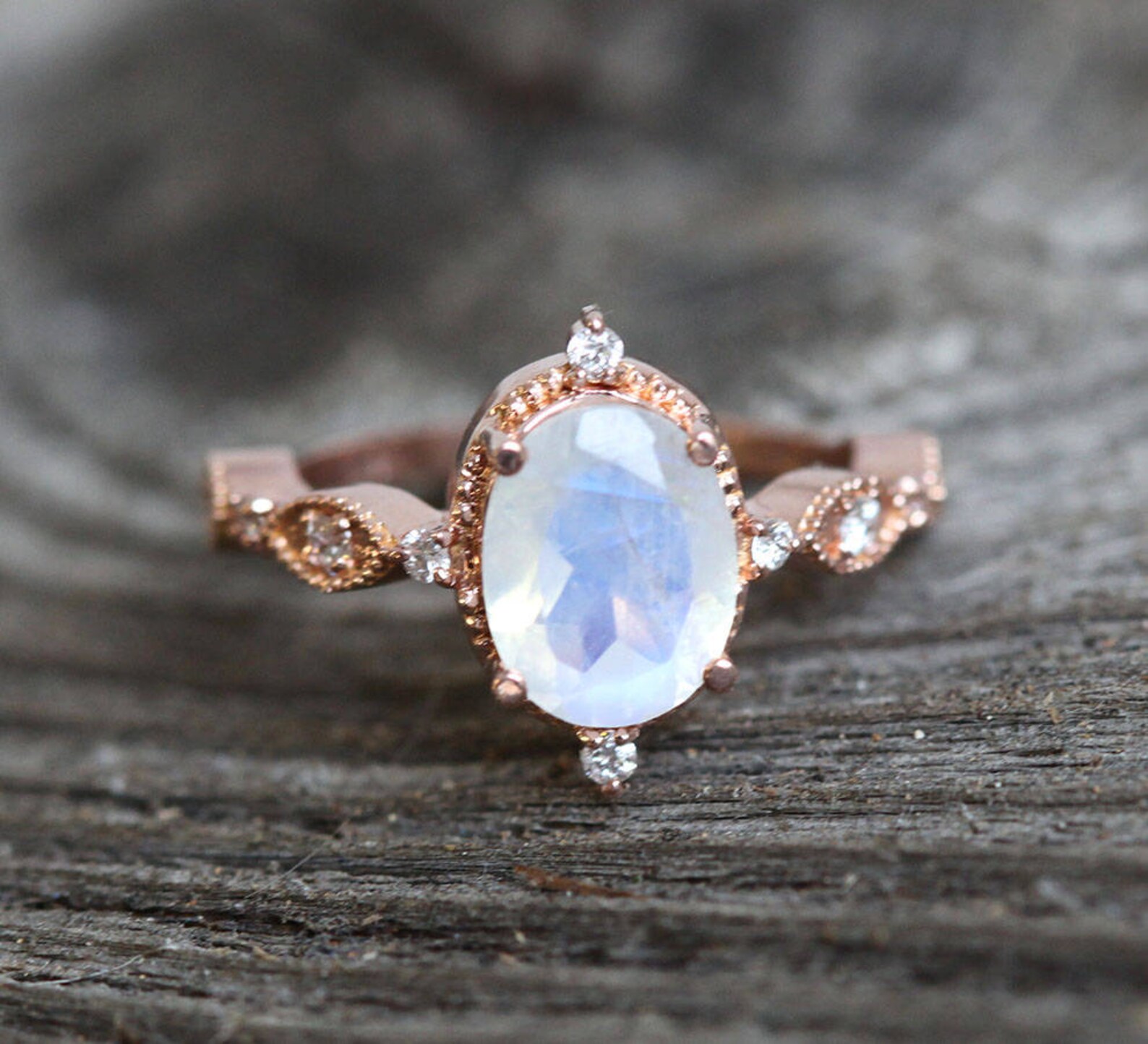 Blue Moonstone Ring Oval Moonstone Ring Moonstone Engagement - Etsy