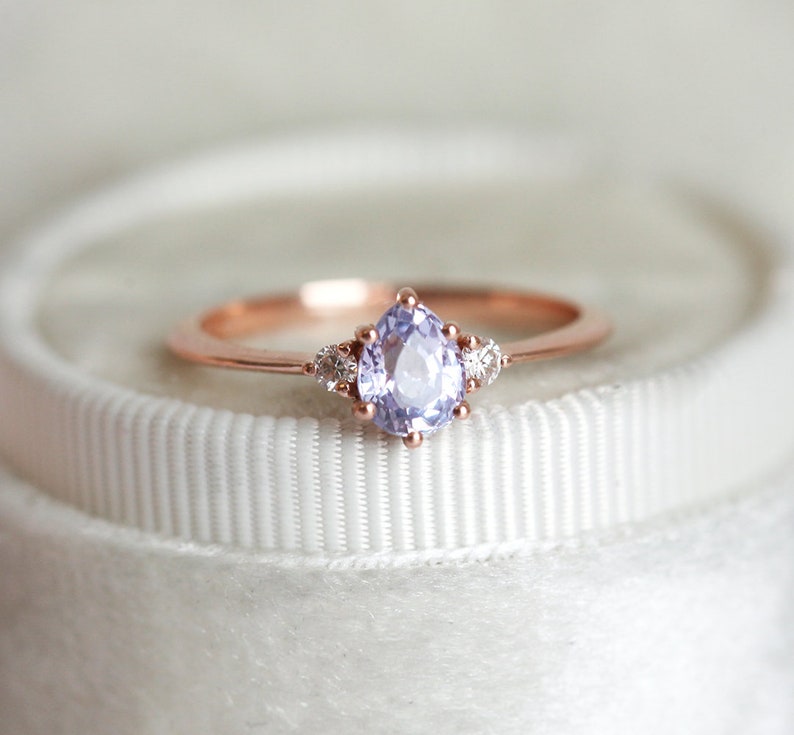 Lavender Sapphire Ring Purple Engagement Ring Violet Pear - Etsy