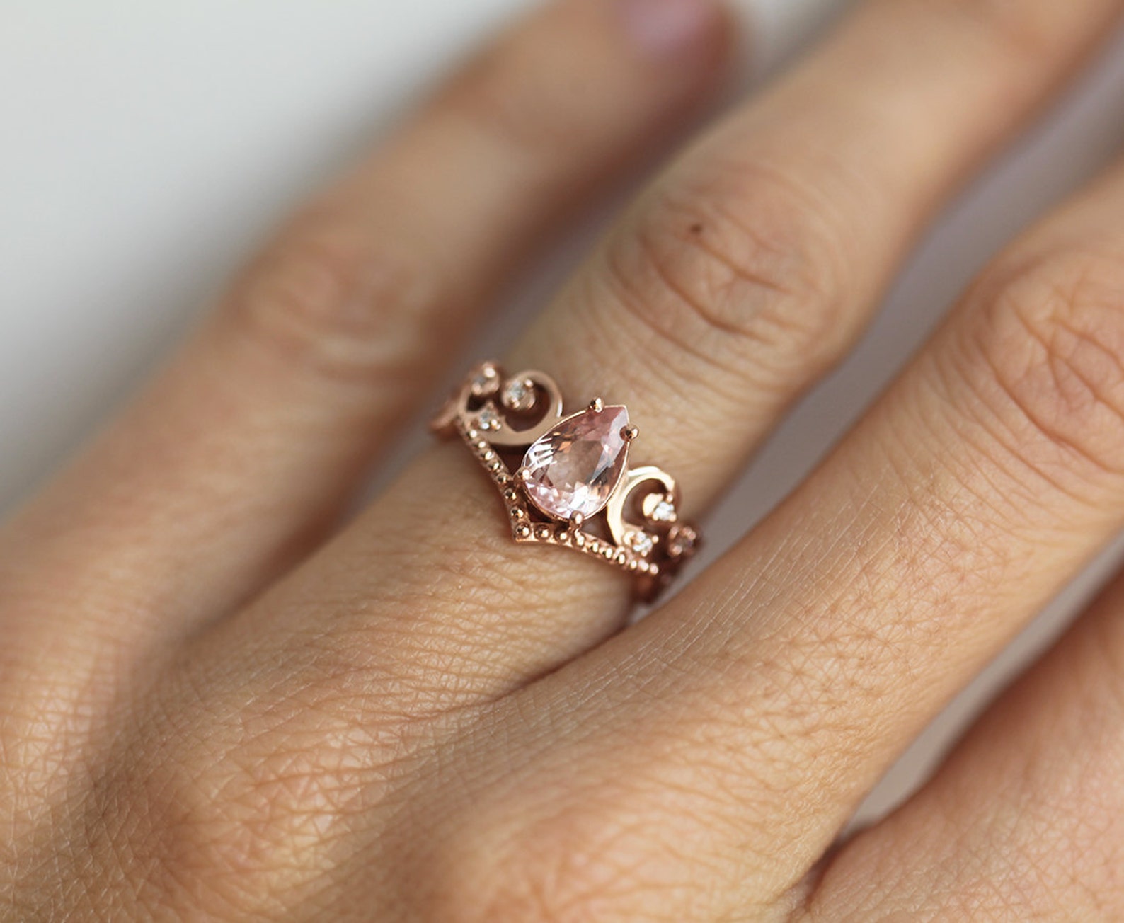 Morganite Wedding Set Morganite Wedding Ring Set Rose Gold - Etsy