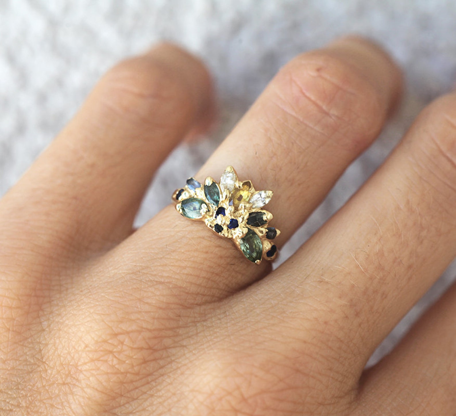 Yellow Gold Engagement Ring Unique Engagement Ring One of A - Etsy