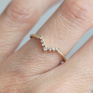 Diamond Wedding Band V Shaped Stacking Ring Triangle - Etsy