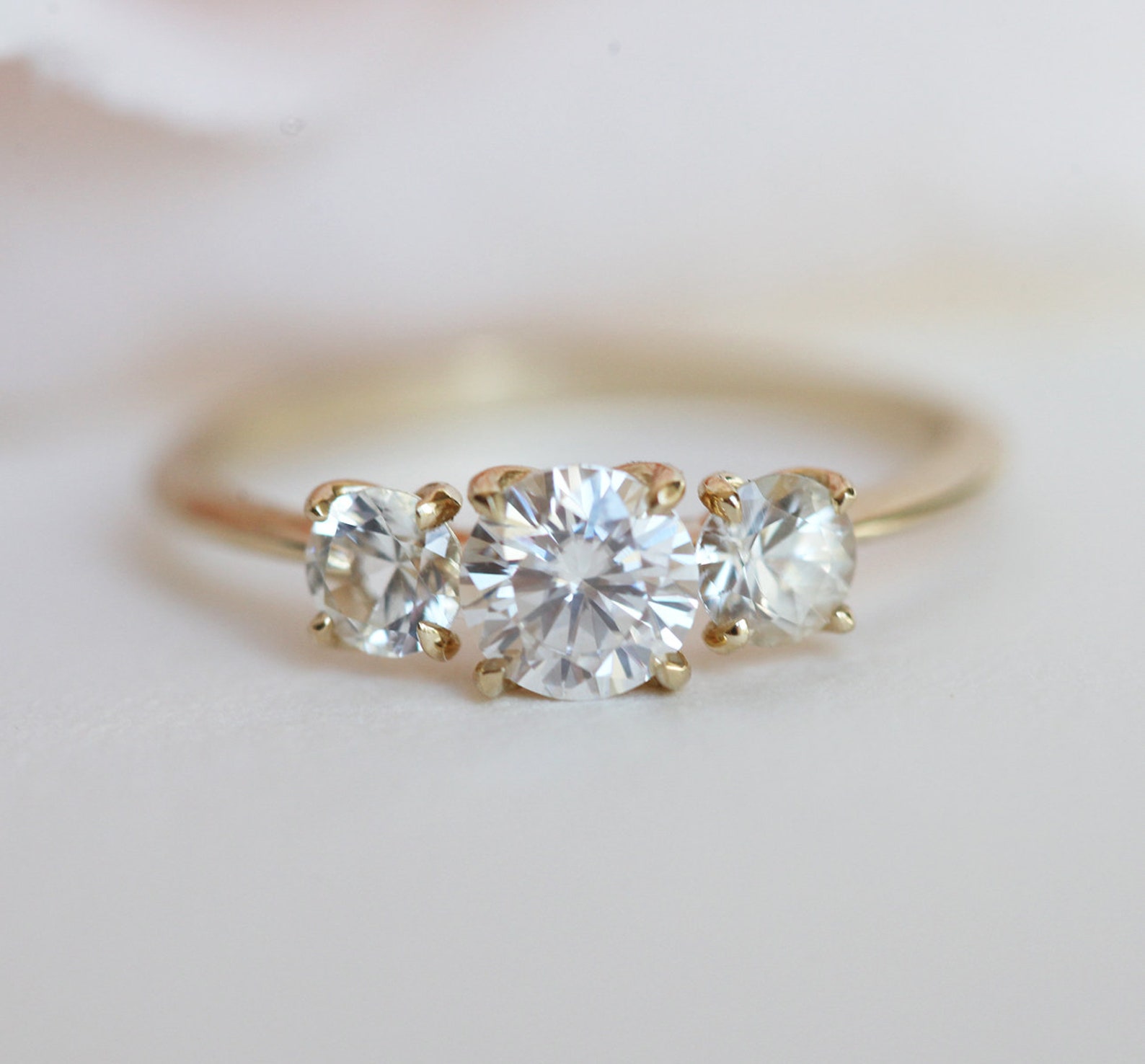 Round Moissanite Engagement Ring Moissanite Sapphire Ring | Etsy