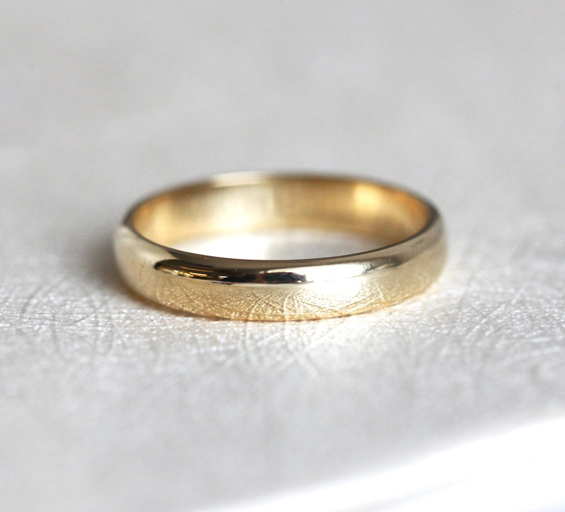 4mm Wide 14K 18K Gold Wedding Ring Band for Men and Women - Etsy