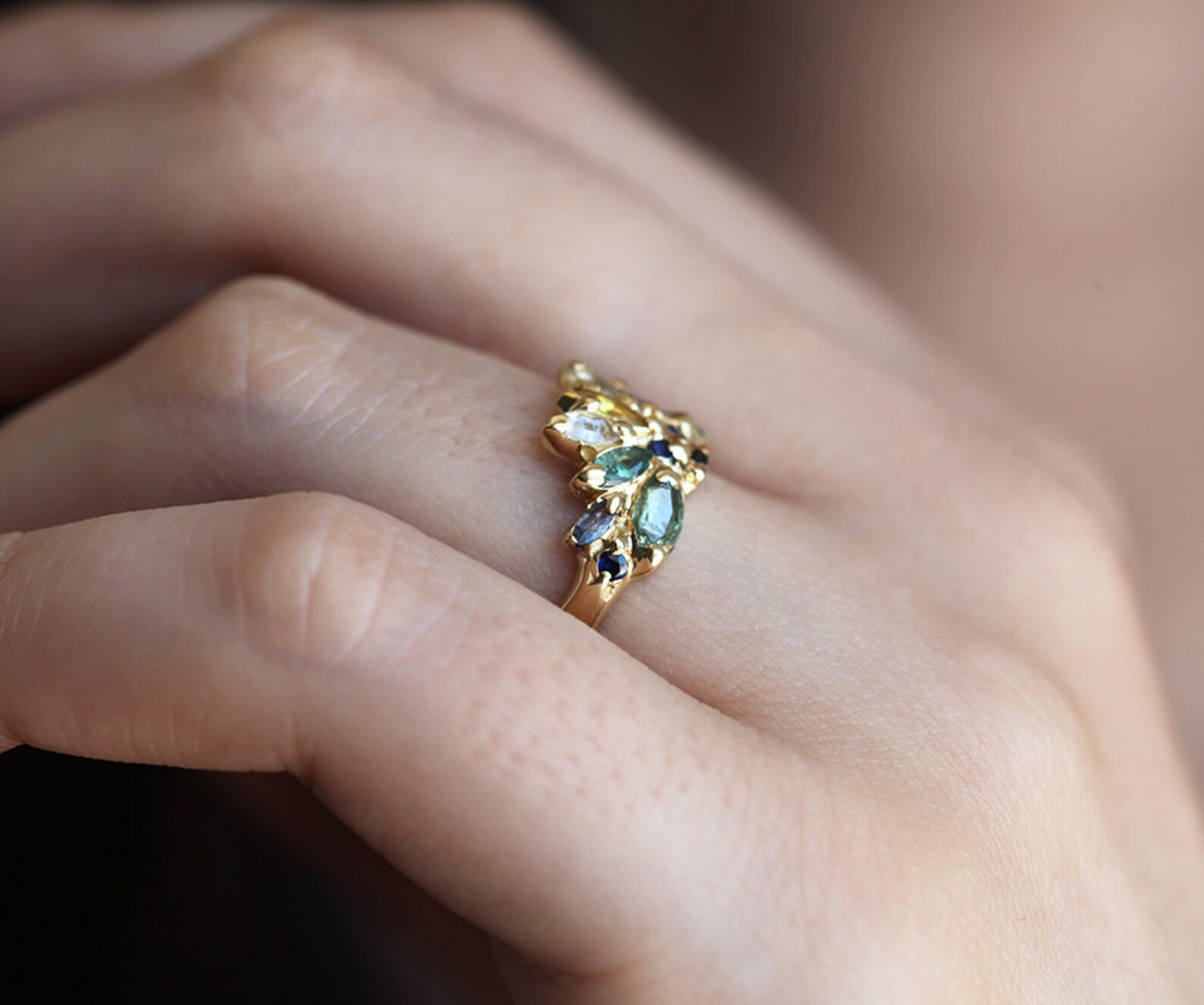 Yellow Gold Engagement Ring Unique Engagement Ring One of A - Etsy