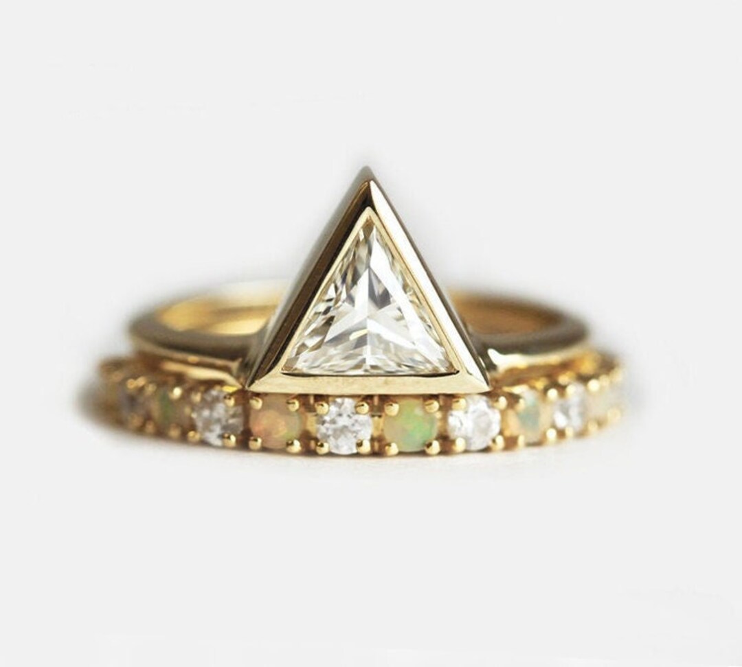 0.75ct Triangle Diamond Engagement Ring, Triangle Diamond Ring ...