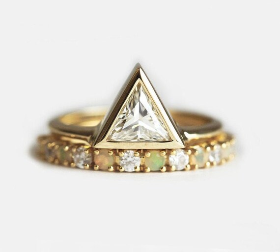 0.75ct Triangle Diamond Engagement Ring Triangle Diamond | Etsy