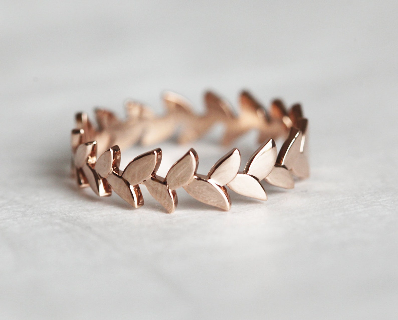 Rose Gold Wedding Band Rose Gold Vine Ring 14k Gold Leaf - Etsy
