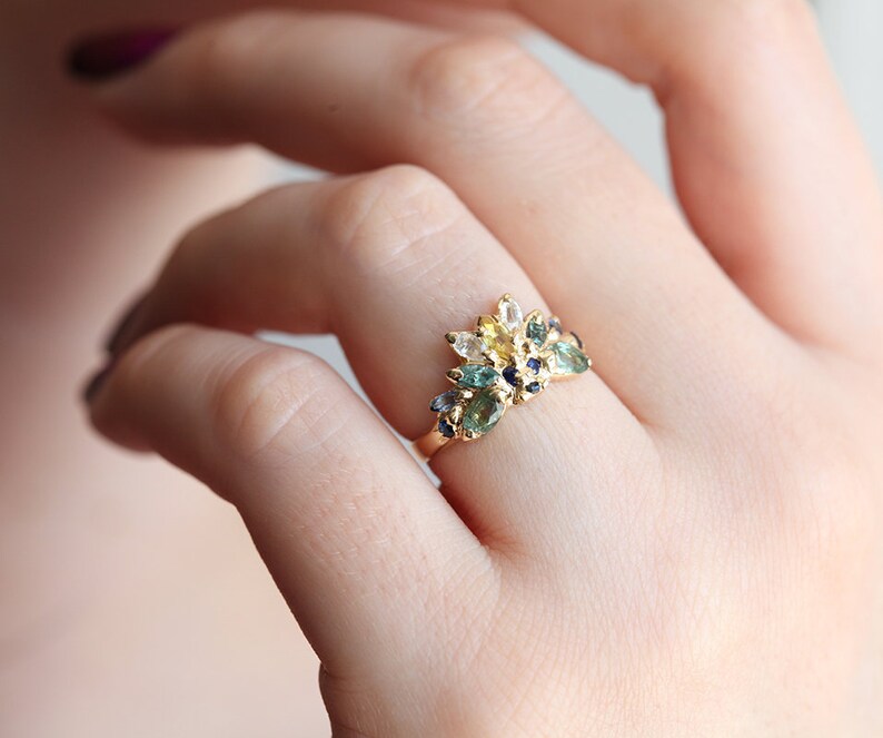 Yellow Gold Engagement Ring Unique Engagement Ring One of A | Etsy