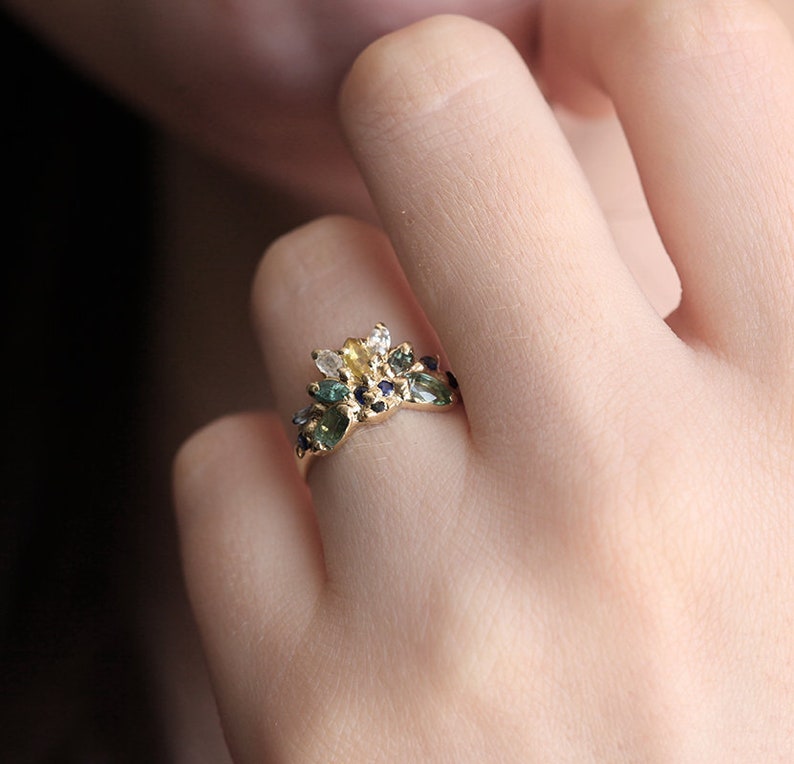 Yellow Gold Engagement Ring Unique Engagement Ring One of A | Etsy