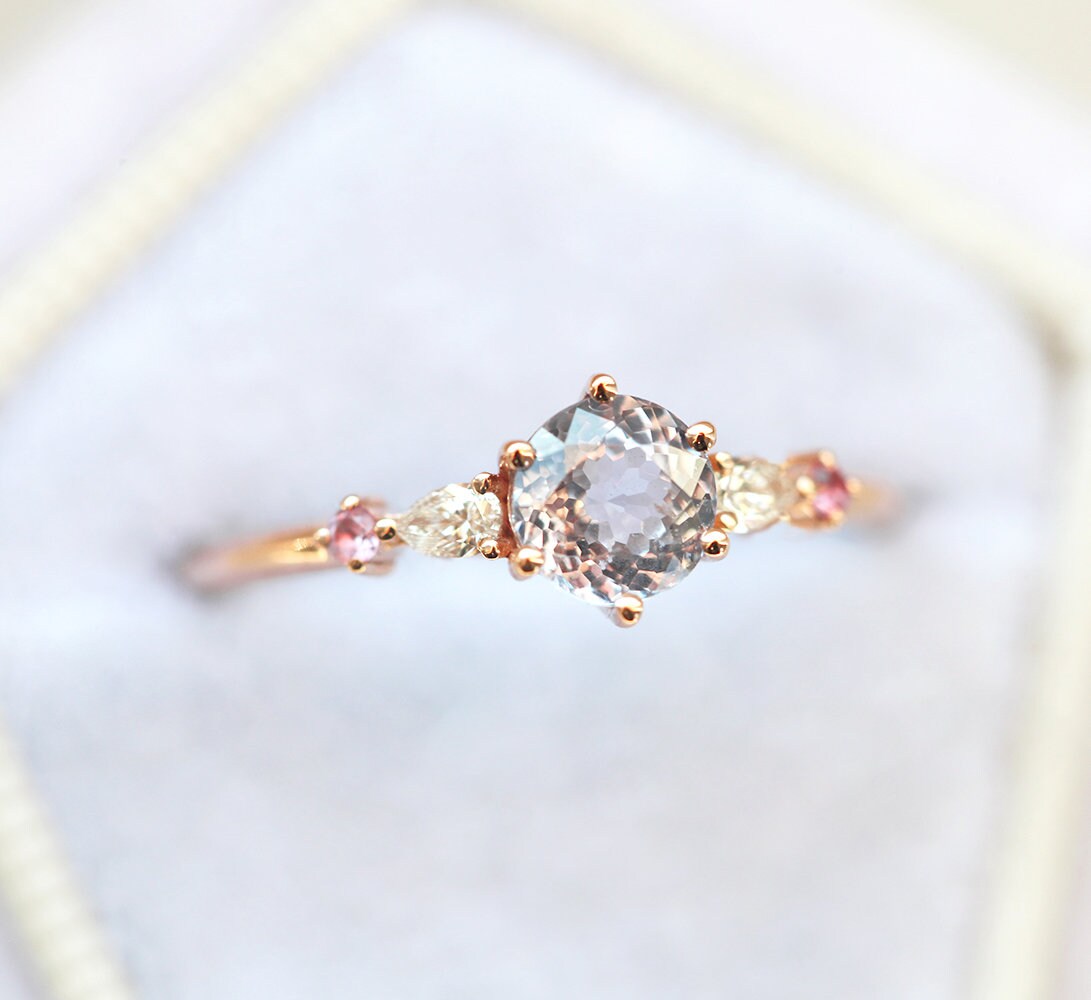 Lavender Sapphire Ring Five stone sapphire engagement ring | Etsy