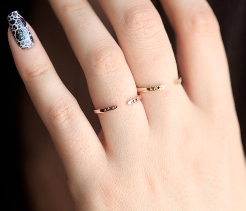 Diamond Knuckle Ring Rose Gold Diamond Ring Rose Gold Black - Etsy