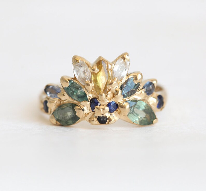 Yellow Gold Engagement Ring Unique Engagement Ring One of A - Etsy