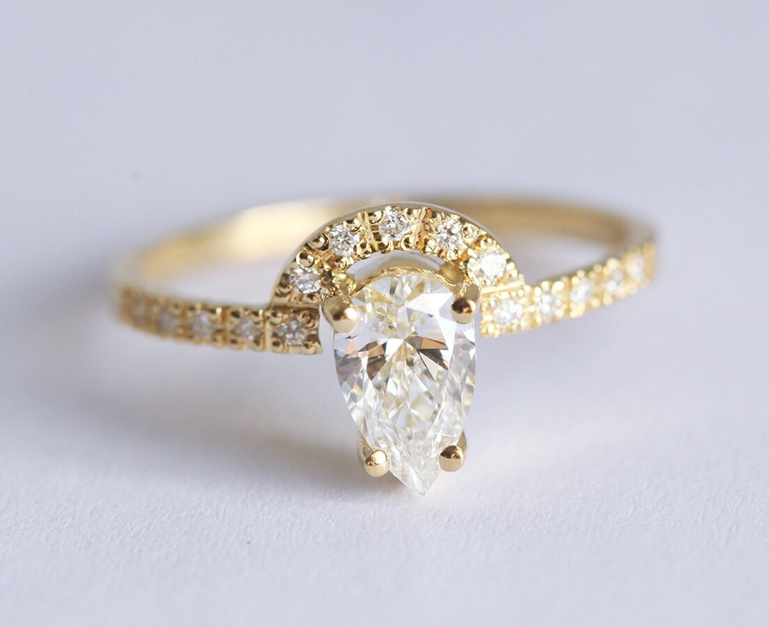 Modern Diamond Engagement Ring 14k or 18k Solid Gold GIA - Etsy
