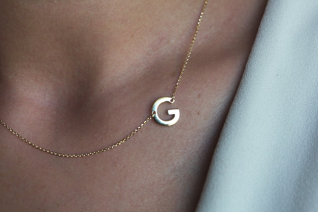 Gold Initial Necklace, Delicate Necklace, Dainty Gold Jewelry, Diamond ...