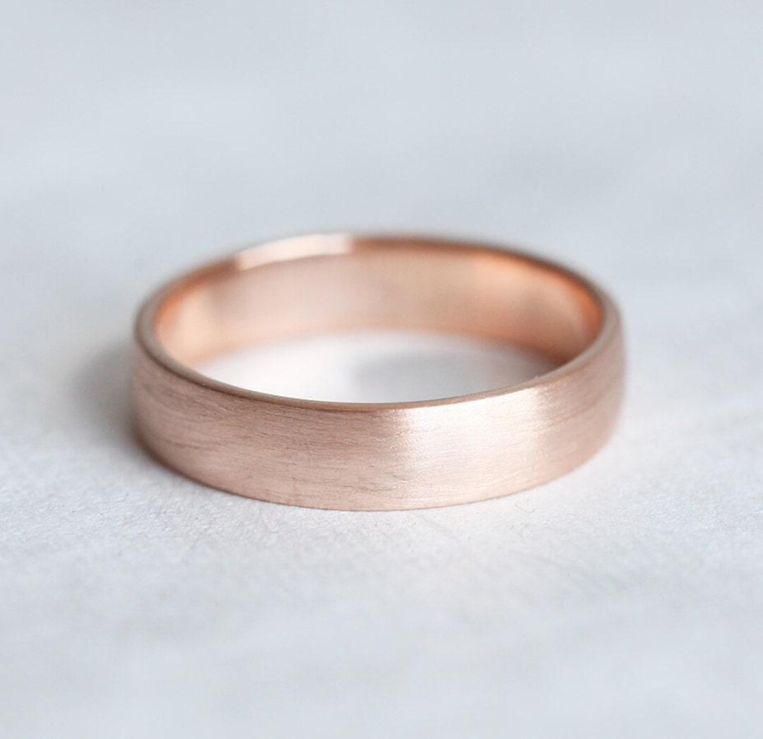 14k Solid Gold Wedding Band: Brushed Unisex Ring - Etsy