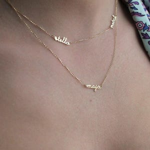 Tiny Name Necklace, Solid Gold Necklace, Small Nameplate Necklace, 18k ...