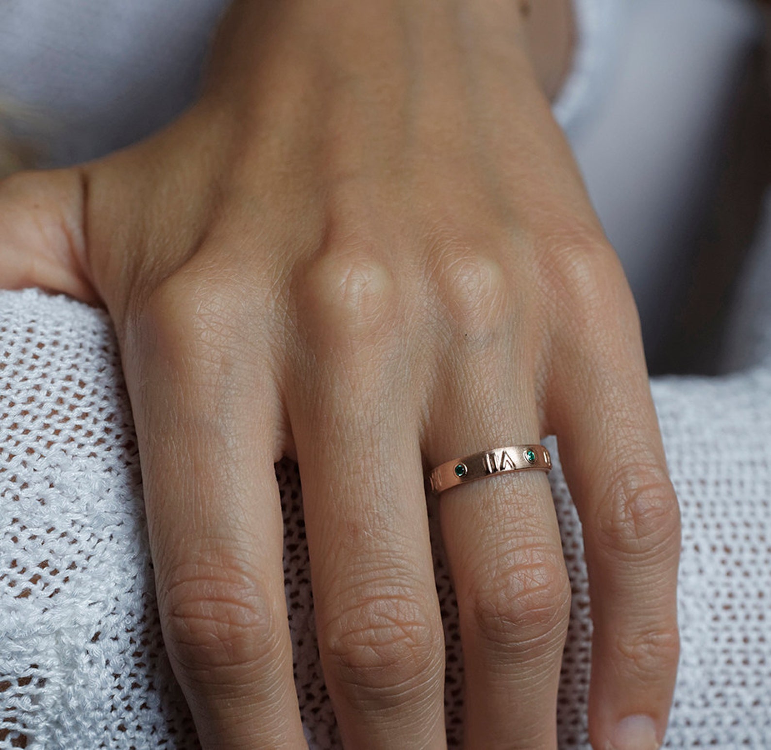 Rose Gold Wedding Ring Roman Numerals Ring Personalized - Etsy