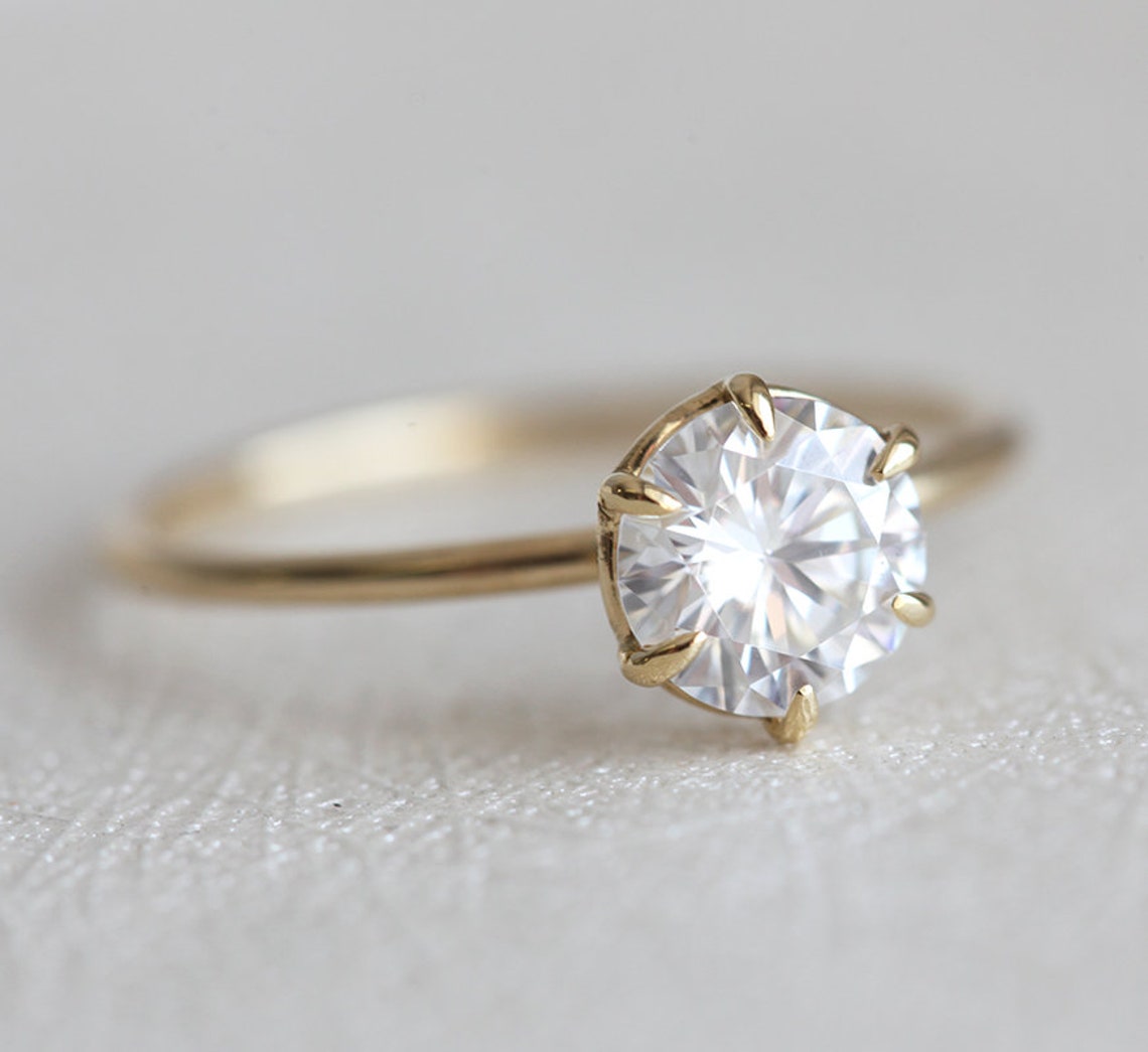 Half Carat Diamond Engagement Ring Solid Gold Diamond Ring | Etsy