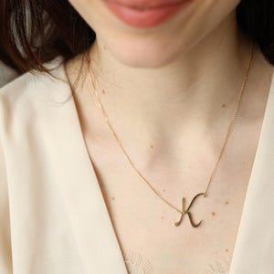 Script Initial Necklace, Oversized Initial Necklace, Large Intial ...