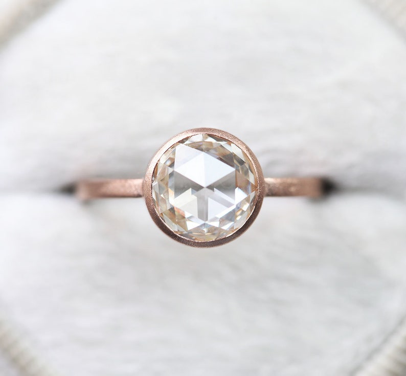 1.5 carat Rose Cut Diamond Ring Round Rose Cut Diamond Ring | Etsy
