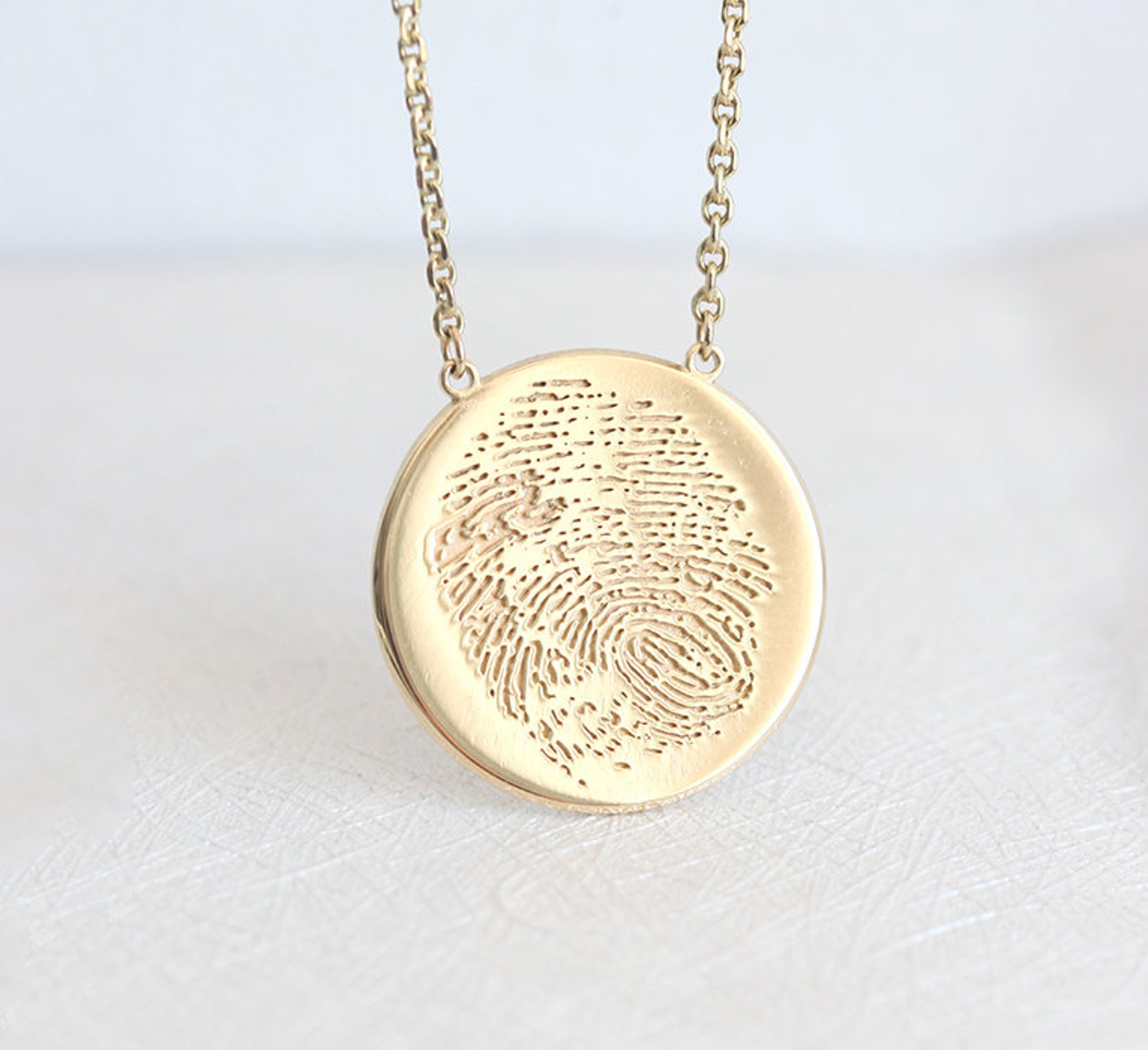 Actual Fingerprint Necklace Solid Gold or Silver Thumb Print - Etsy