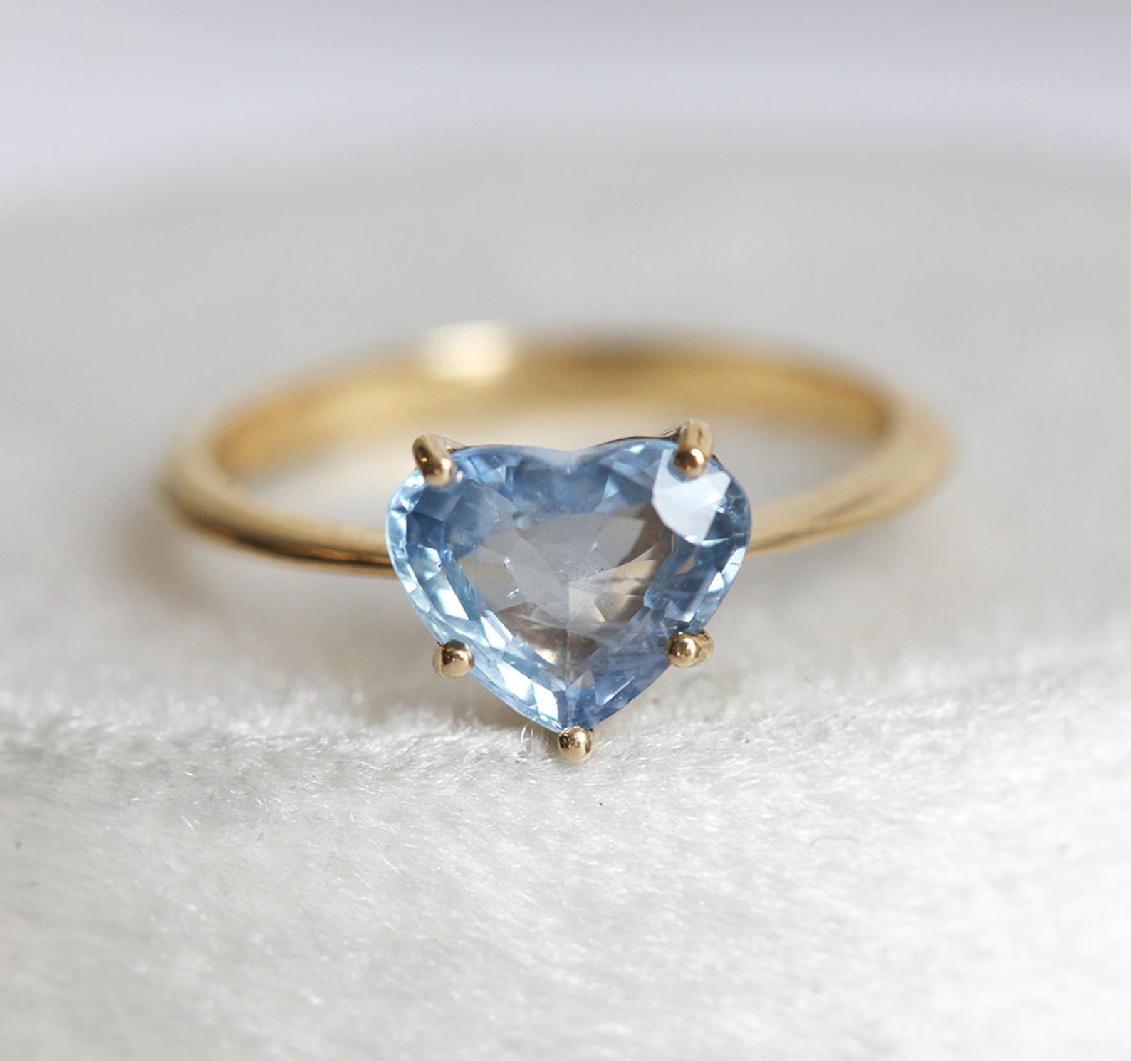 Heart Sapphire Ring Heart Engagement Ring Solitaire Heart | Etsy