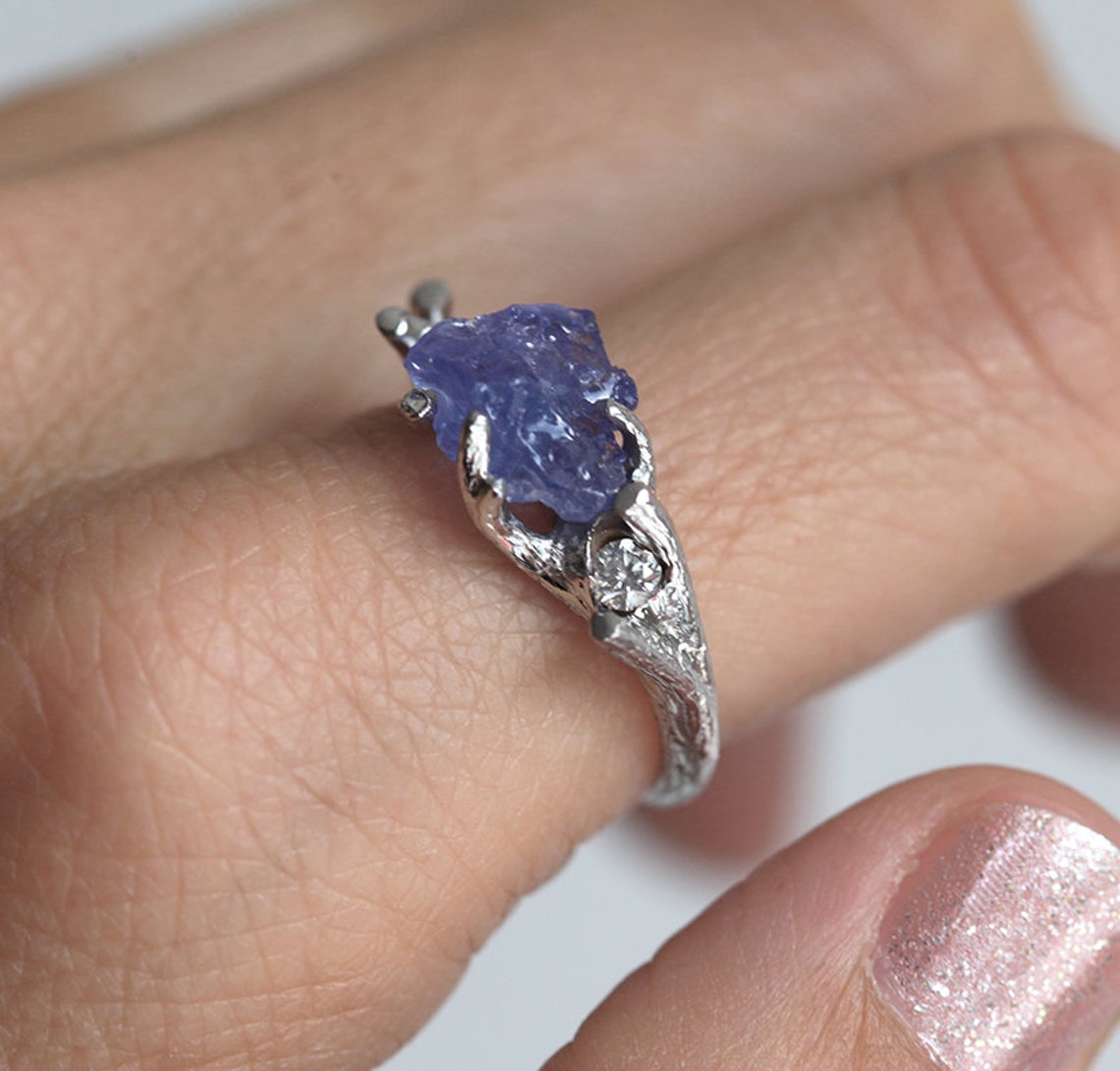 Raw Engagement Ring Raw Diamond Ring Raw Wedding Ring | Etsy