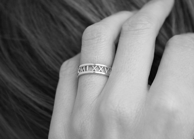 Roman Numerals Band With a 1.7mm Round White Diamond Roman in - Etsy