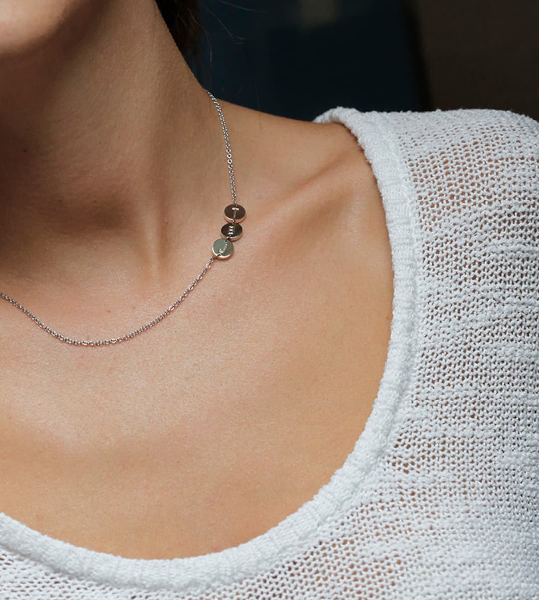 Rose Gold Initial Necklace, Diamond Necklaces, White Engraved Necklace ...