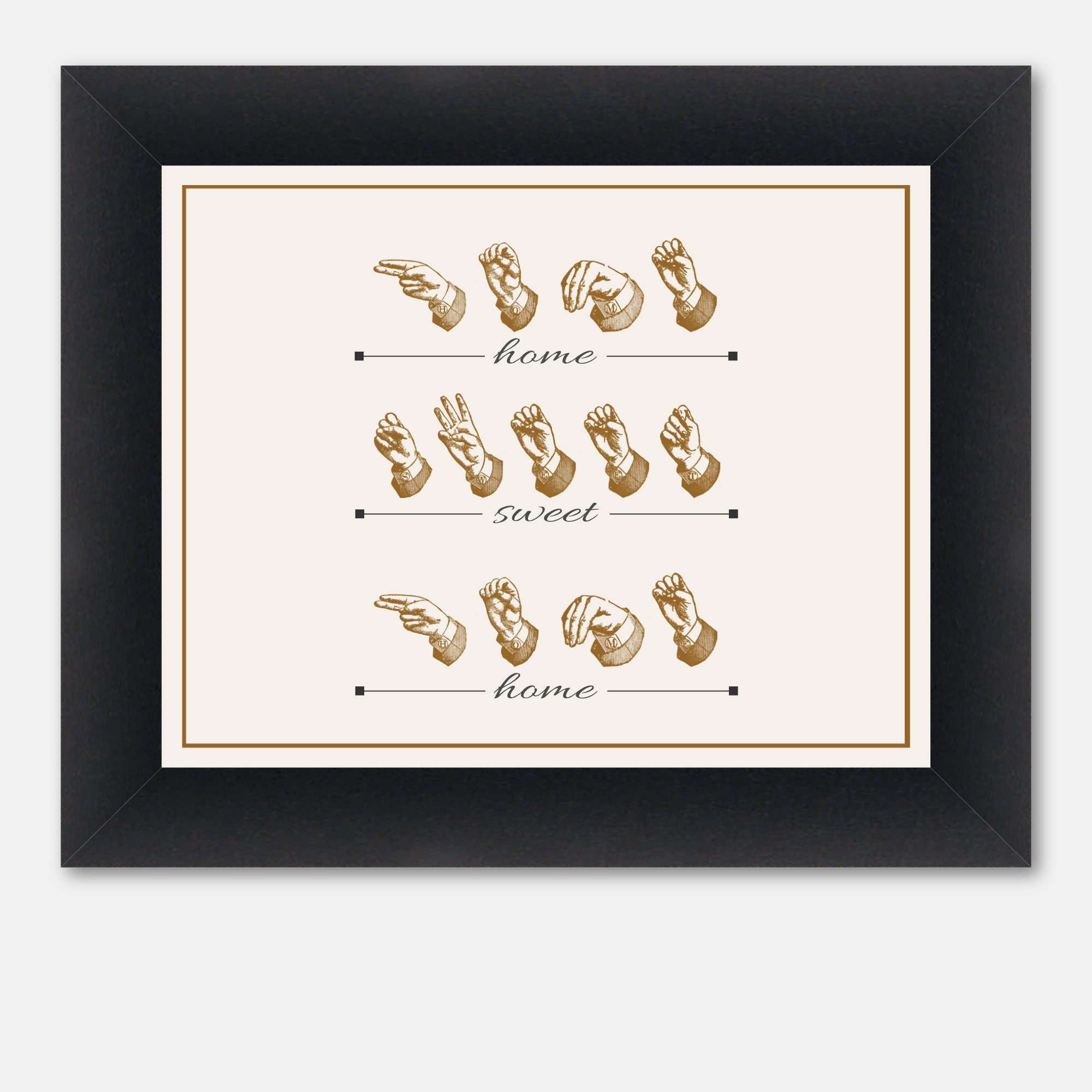 Home Sweet Home Sign Language Print ASL Gift ASL Art Print | Etsy